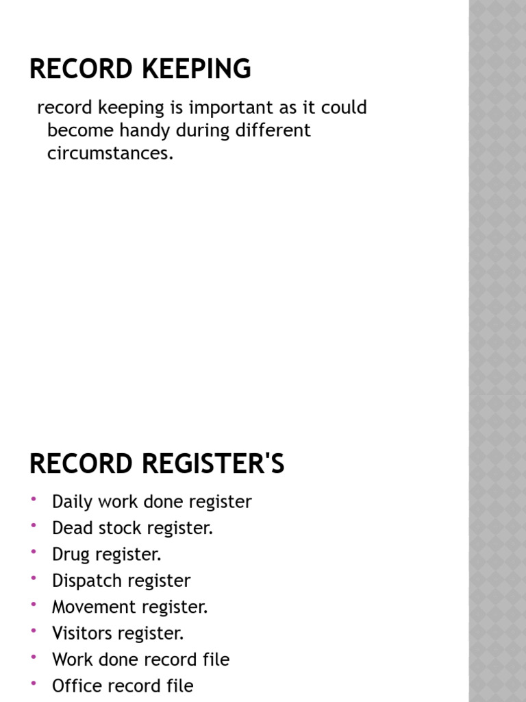 Record Keeping | PDF