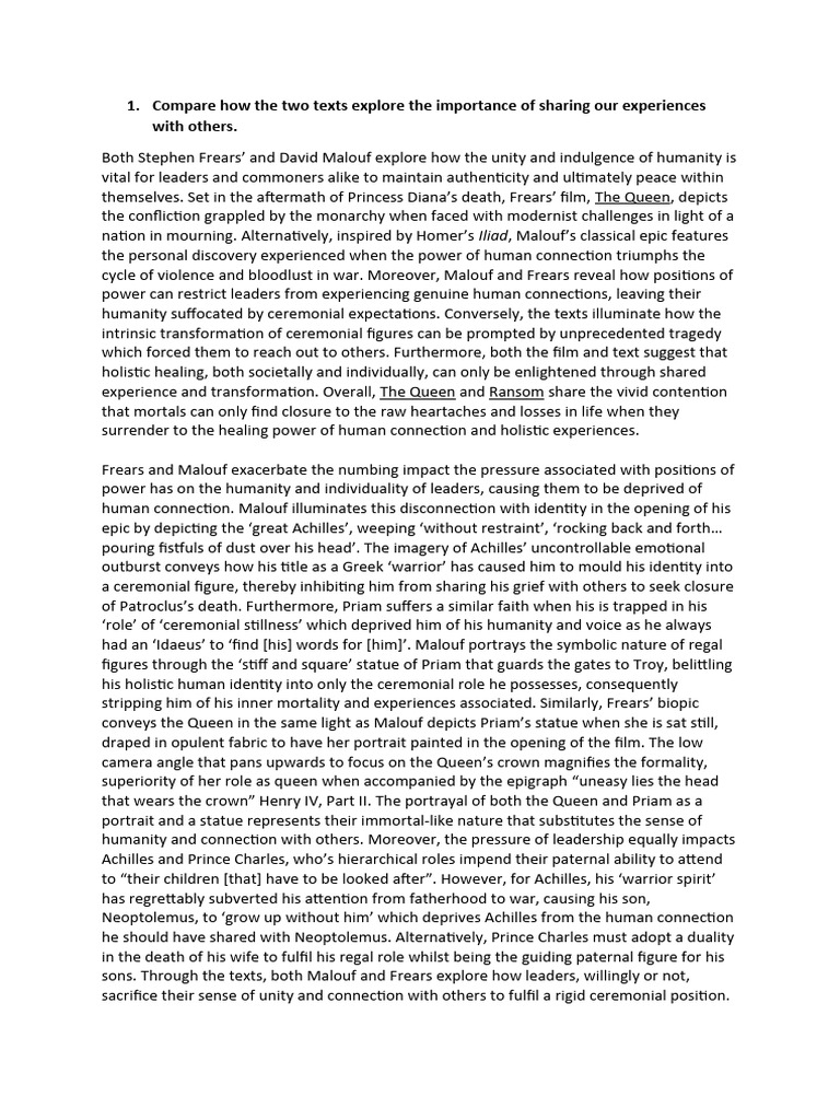 Ransom and The Queen Comparative | PDF | Achilles