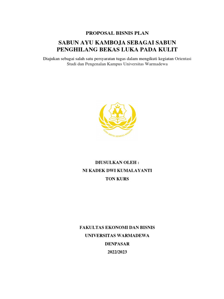 Proposal Bisnis Plan Warmadewa Dwi | PDF | Kesehatan Holistik | Sains ...
