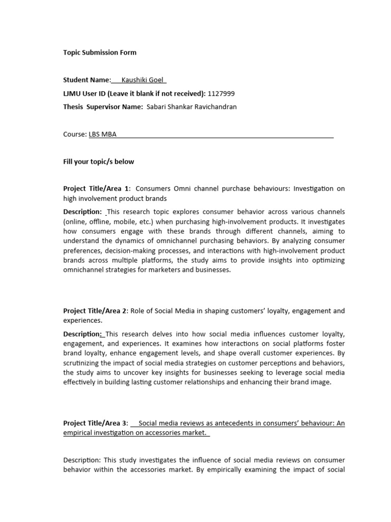 Topic Submission Form | PDF