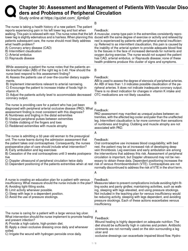 Chapter 30 - Assessment and Management of Patients With Vascular ...