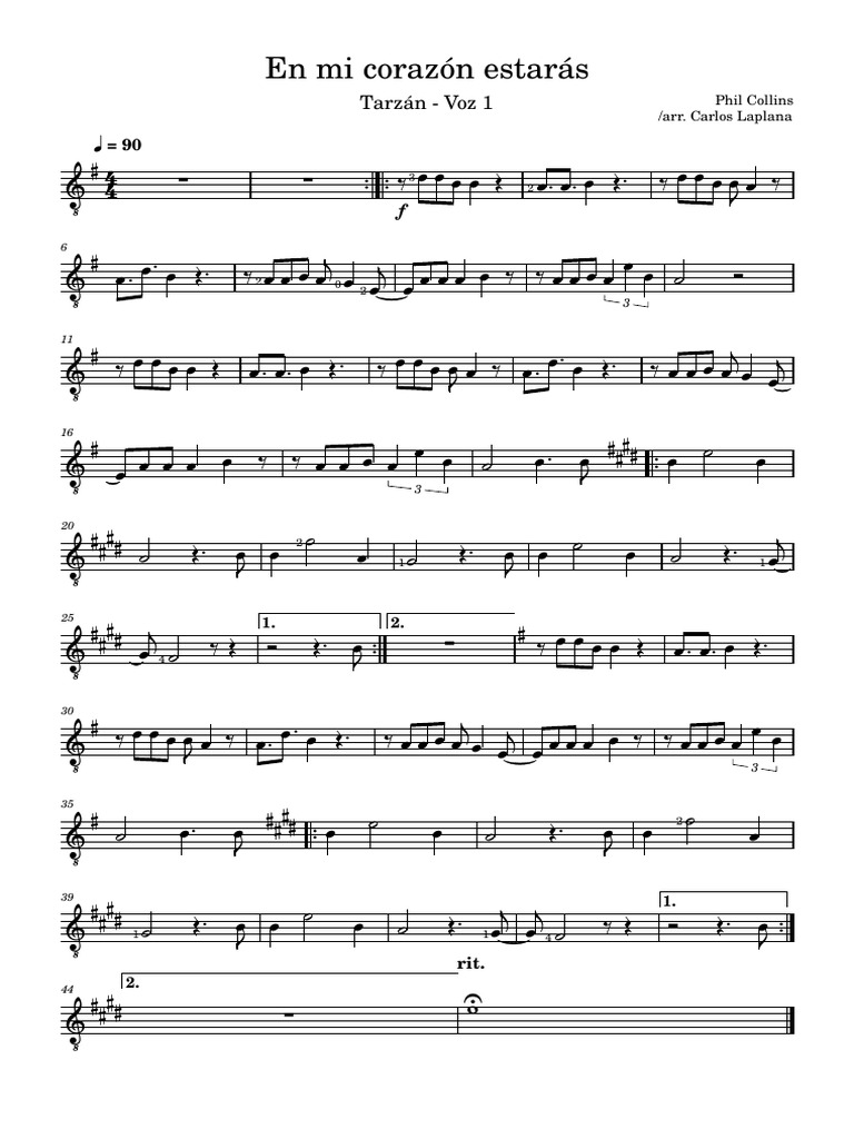 Tarzán: Partitura de Phil Collins | PDF