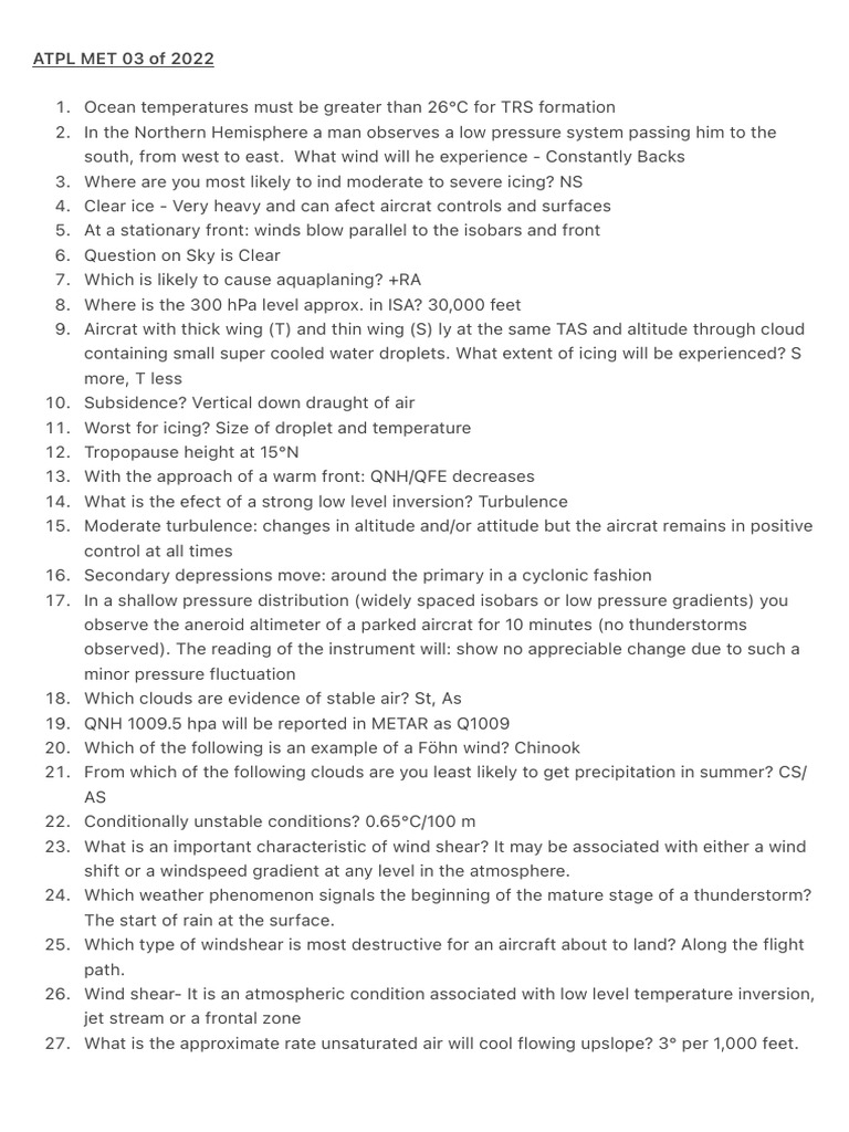 Atpl Met 03 - 2022 | PDF | Wound | Meteorological Phenomena
