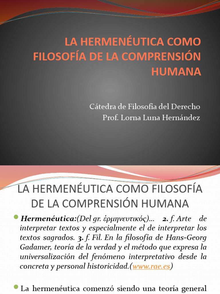 La Hermeneutica Como Filosofia de La Comprension Humana | PDF ...