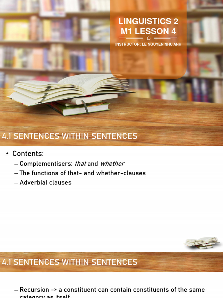 M1 Lesson 4 Slides For Students | PDF | Clause | Subject (Grammar)