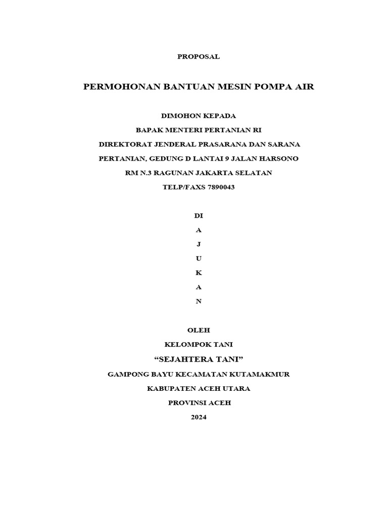 Proposal Pompa Air | PDF