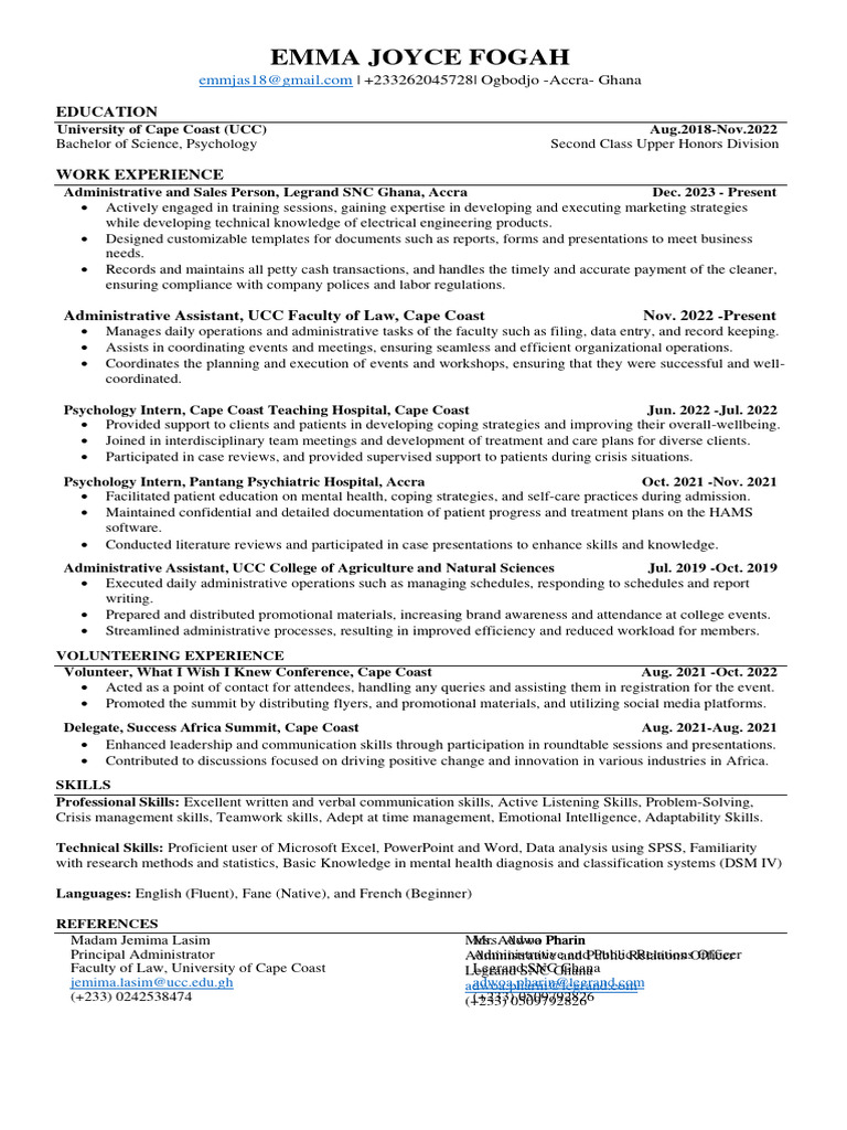 Emma Joyce Fogah-Resume | Download Free PDF | Patient