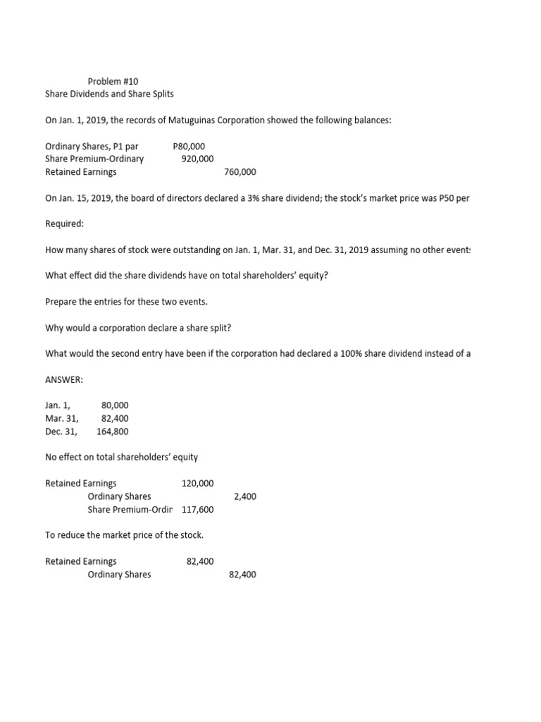 Share Dividends and Equity Transactions | PDF | Dividend | Treasury Stock