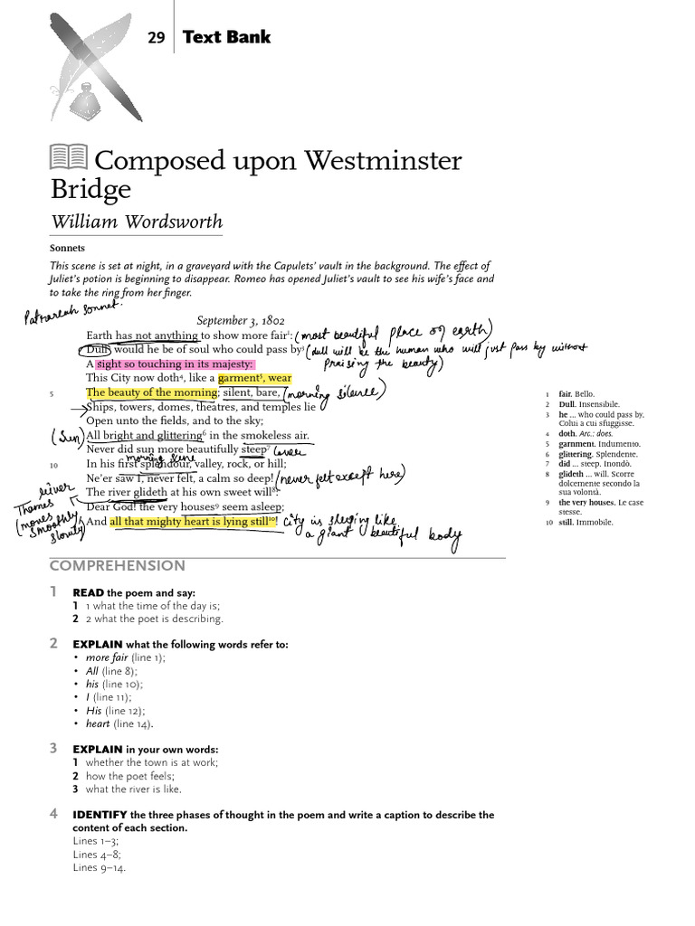 WW Composed Upon Westminster Bridge | PDF | Poetry | William Wordsworth