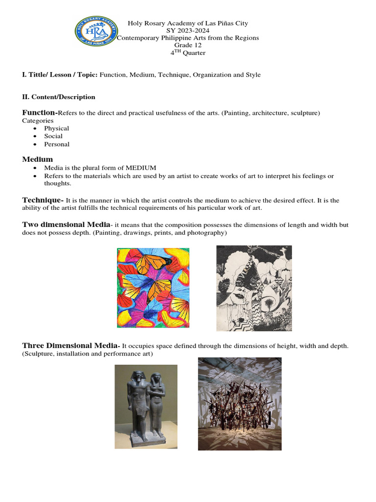 L4 Function Medium Style and Organization 2 | PDF | Composition (Visual Arts) | The Arts