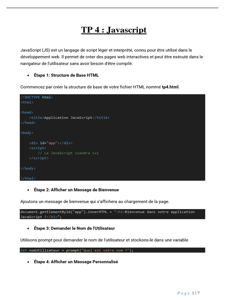 TP4 Javascript | PDF | JavaScript | Programmation web
