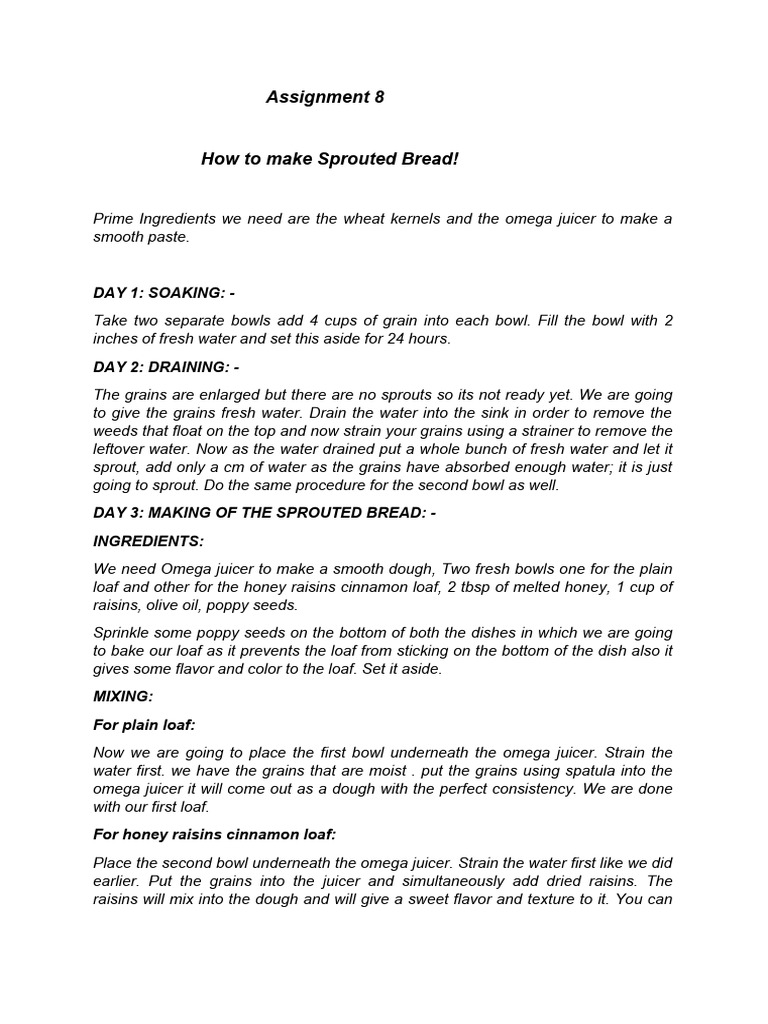 ASSIGNMENT 8 BAKERY | PDF | Dough | Breads