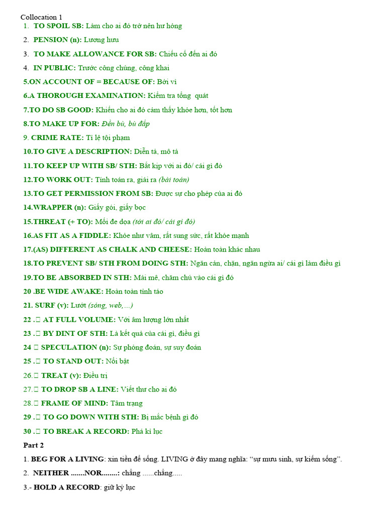 Collocation List | PDF