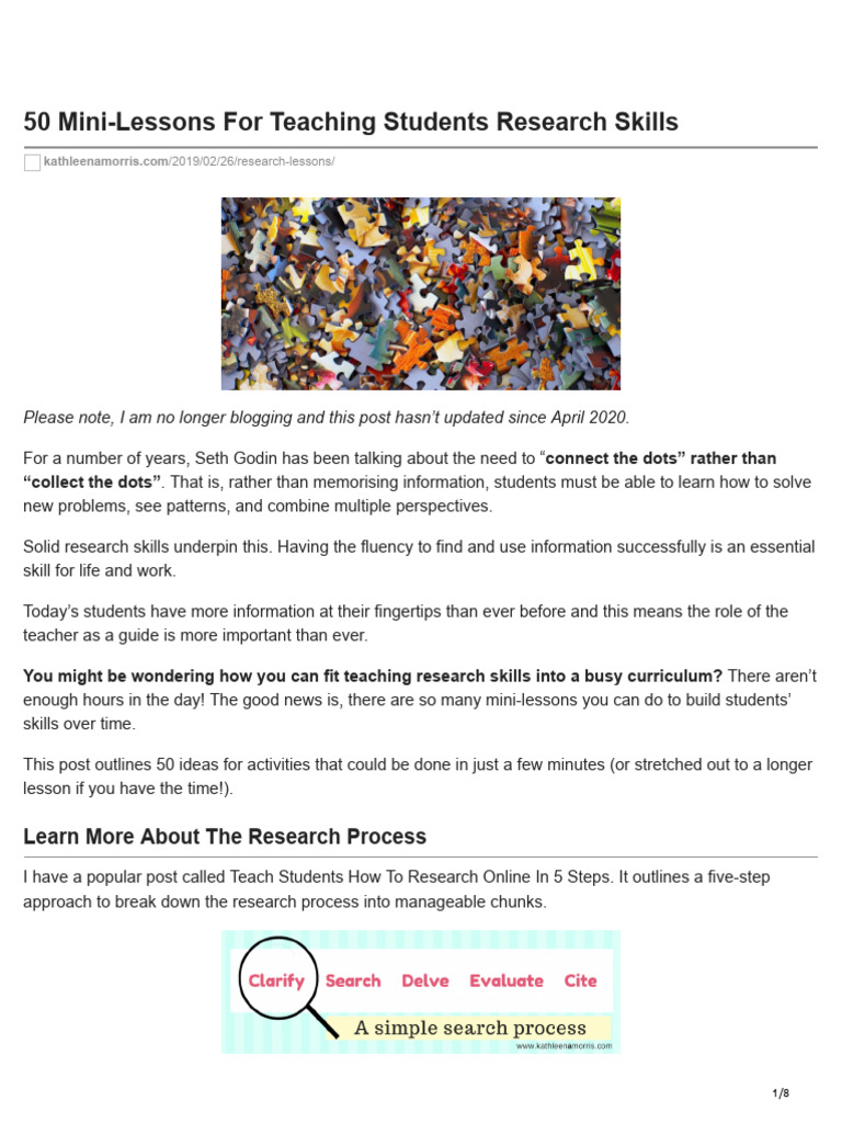 50 Mini-Lessons For Teaching Students Research Skills | PDF | Citation ...