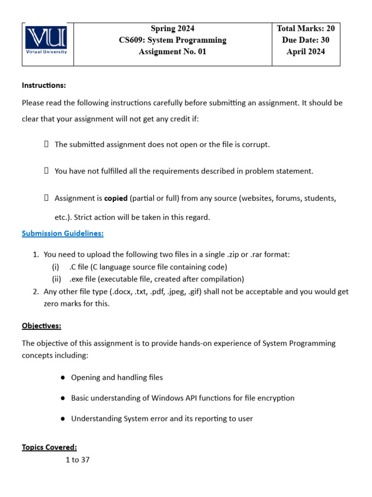 Spring 2024 - CS609 - 1 | PDF | Encryption | Computer File Spring 2024 - CS609 - 1 | PDF | Encryption | Computer File