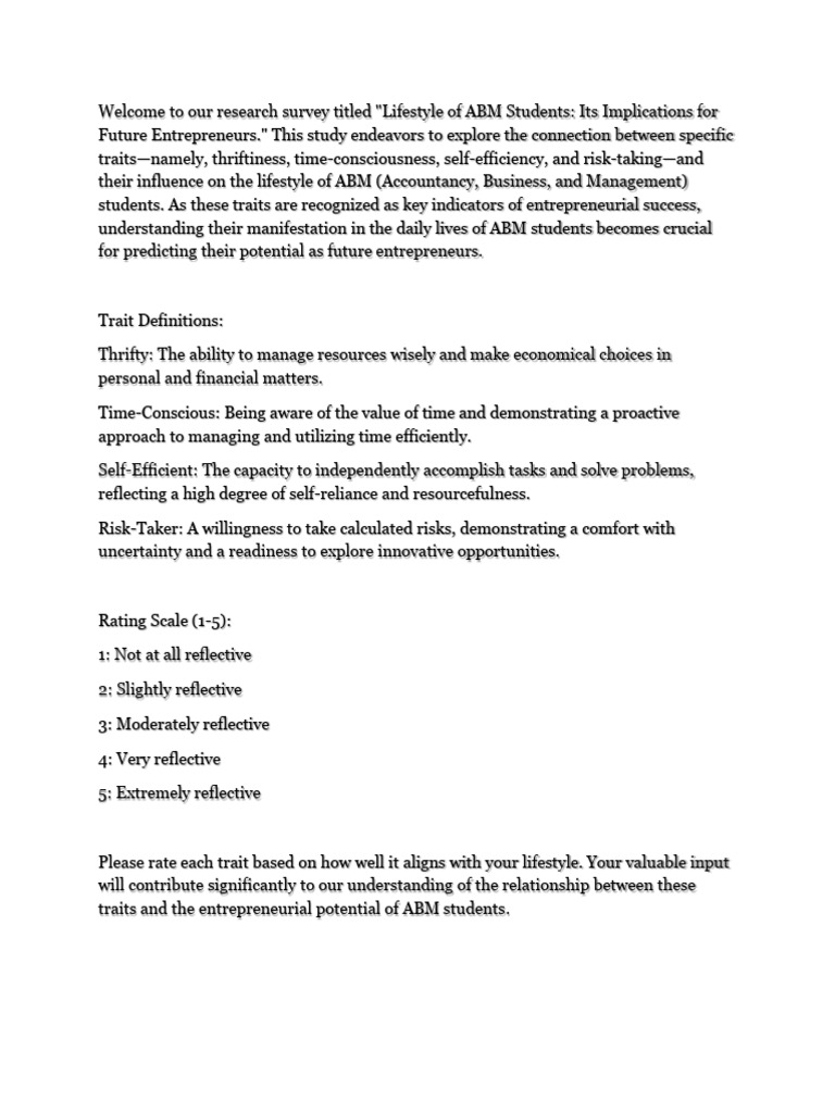 Survey | PDF | Entrepreneurship | Self Efficacy