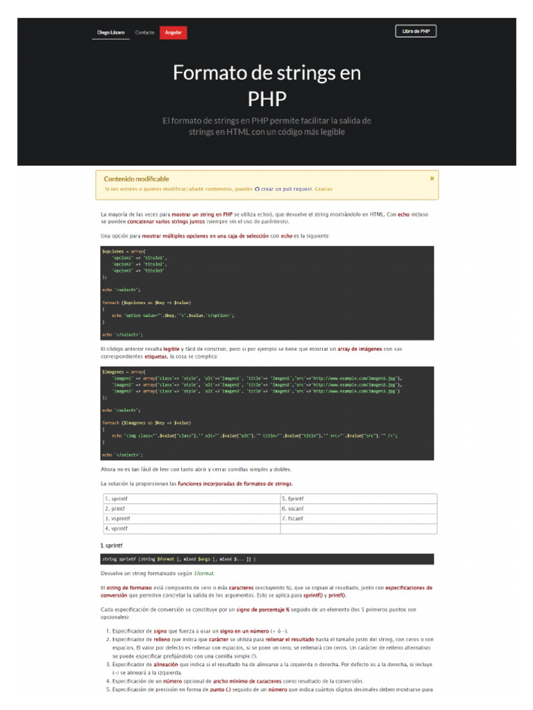 Screencapture Diego Es Formato de Strings en PHP 2023 06 16 16 - 34 - 40 | PDF