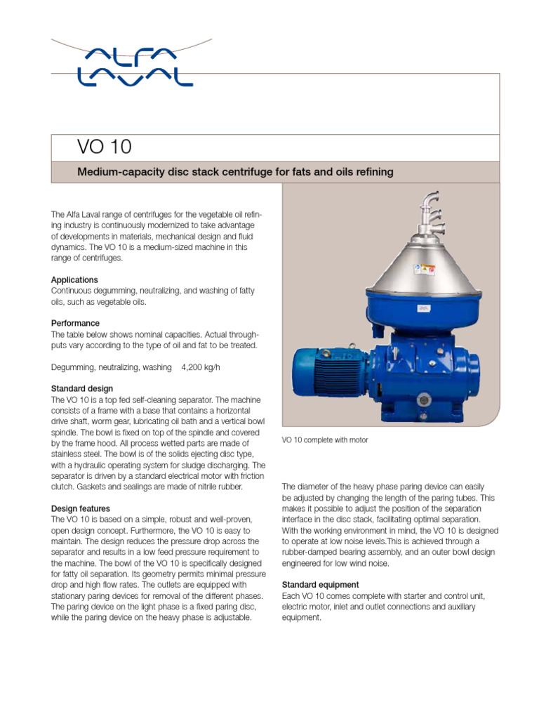 Alfa Laval - VO - 10 - Separator - PCHS00104EN | PDF | Pump | Engines