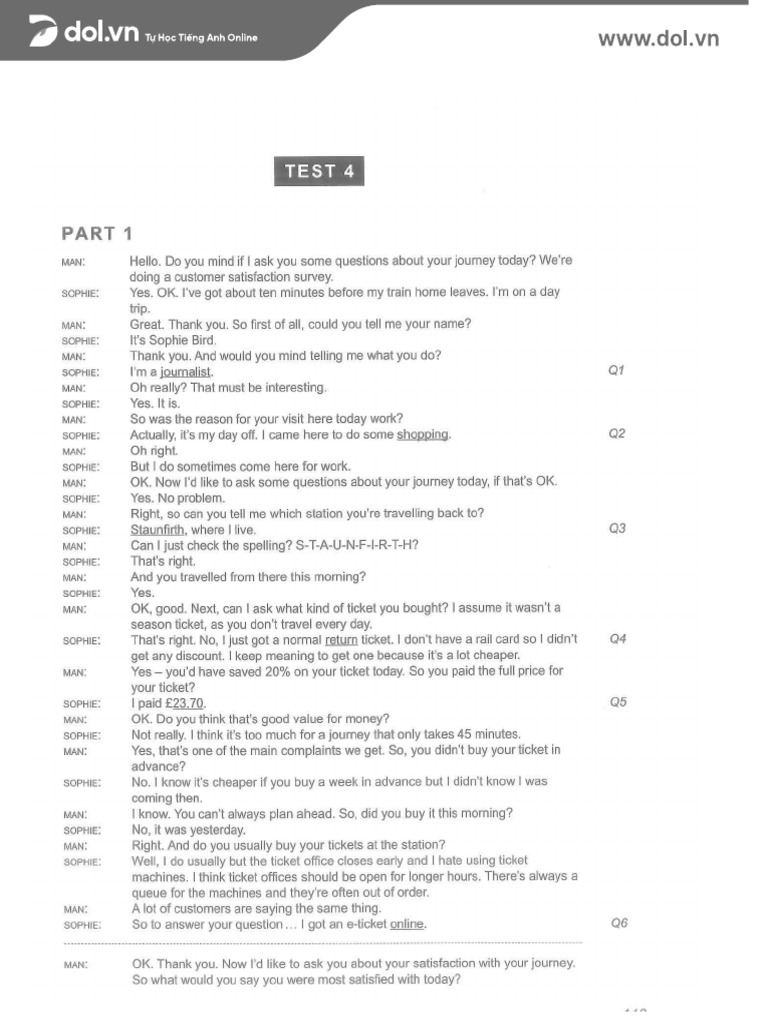 Cambridge 15 Test 4 - Answers and Transcript | PDF
