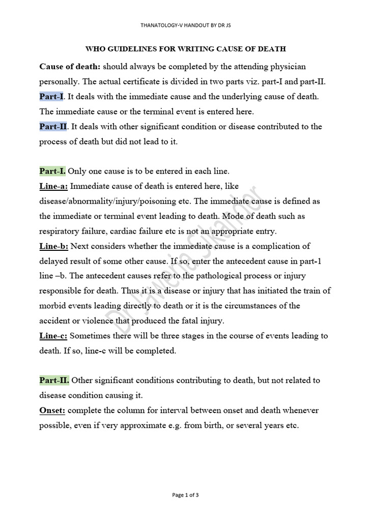 Guidelines for Death Certificate Completion | PDF | Myocardial ...