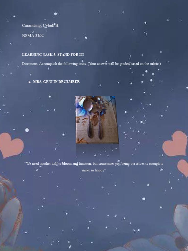 Carandang - Learning Task 5 | PDF | Poetry | Psychological Trauma