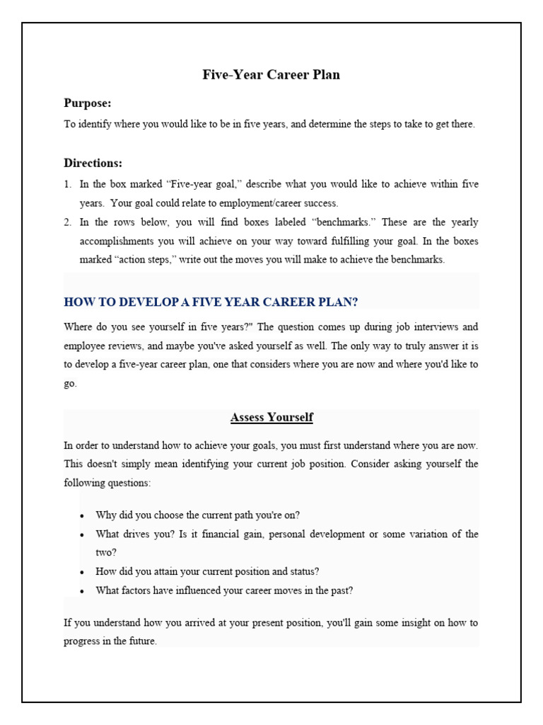 Five-Year Career Plan Modified | PDF | Goal | Job Interview