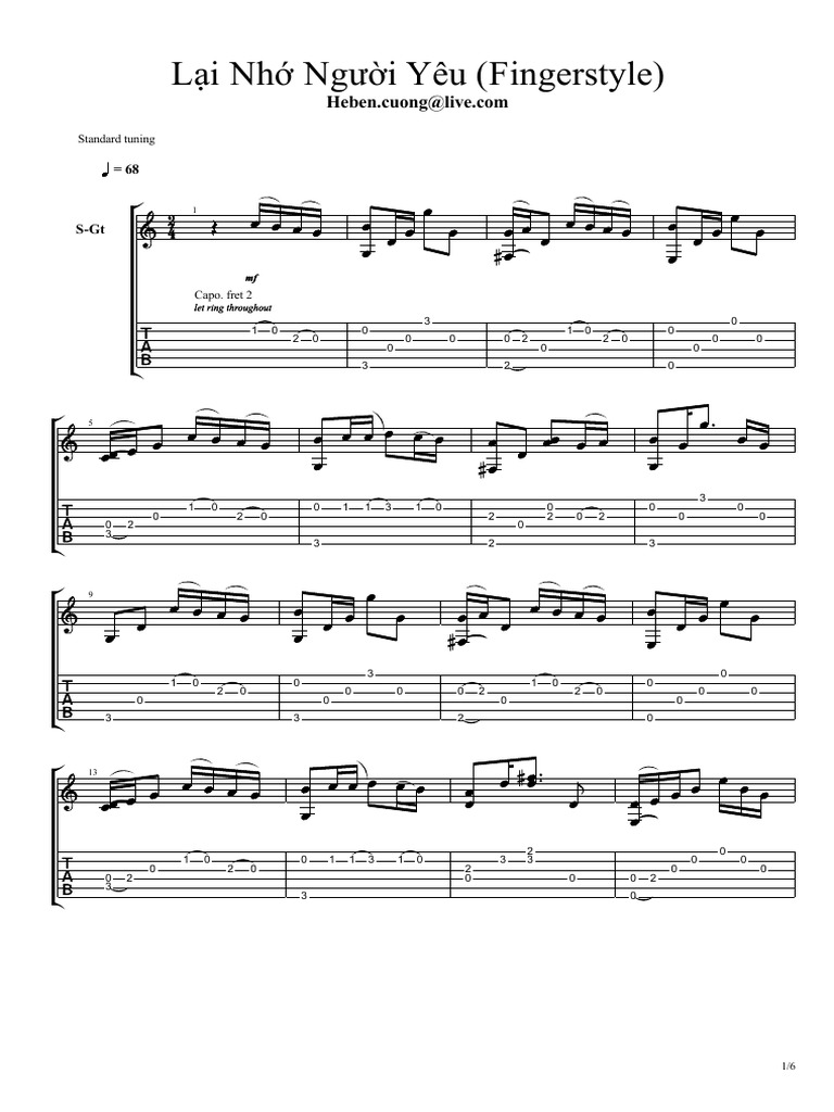 Lai Nho Nguoi Yeu Solo | Download Free PDF | Guitar Family Instruments ...