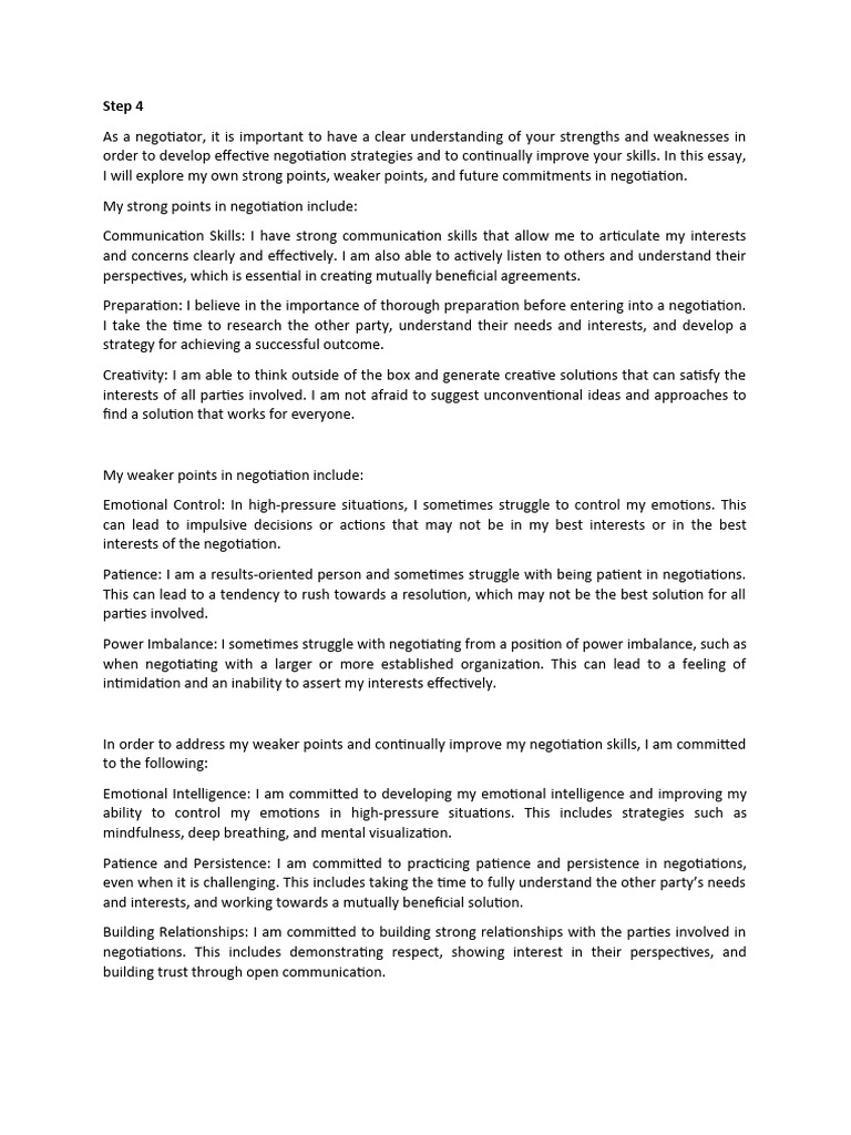 Step 4 | PDF | Negotiation | Social Psychology