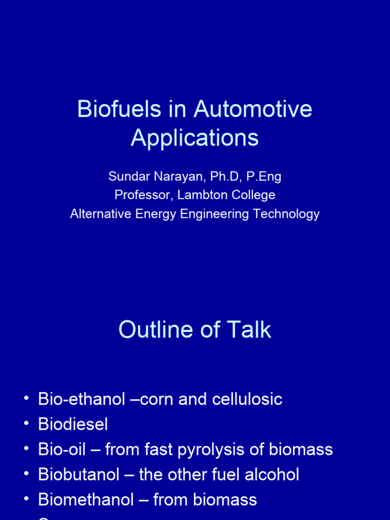 Biofuels For Vehicles | PDF | Biodiesel | Biofuel