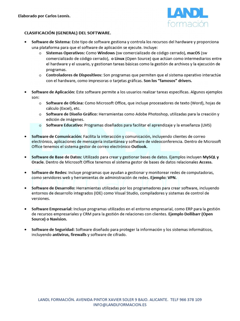Clasificación del software-1 | PDF | Microsoft Office | Software de la aplicacion