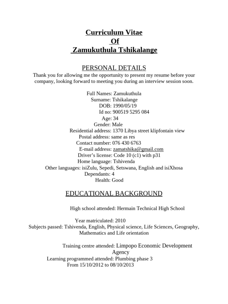 Curriculum Vitae Secu Liby | PDF