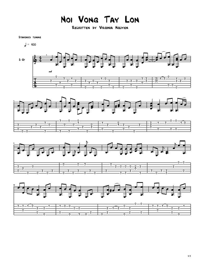 Noi Vong Tay Lon Guitar Tab | PDF | Guitar Family Instruments | Irish ...