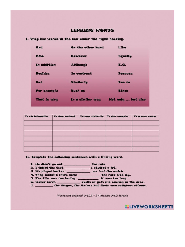 linking words categories | PDF