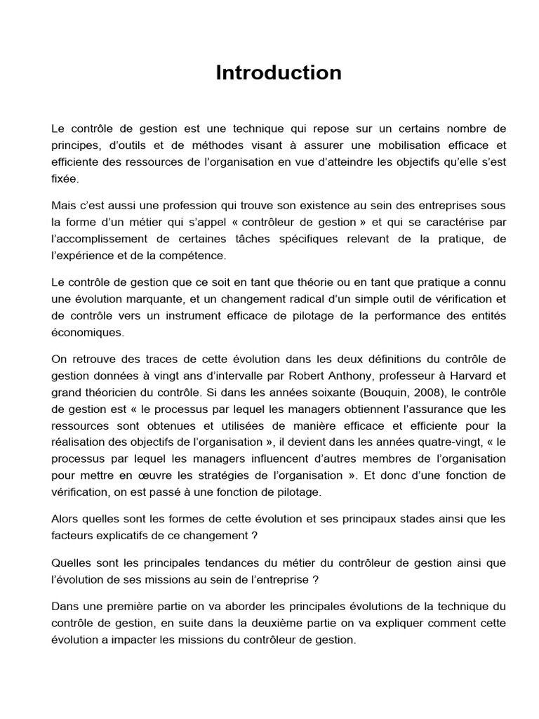 Évolution du contrôle de gestion | PDF | Business | Économie