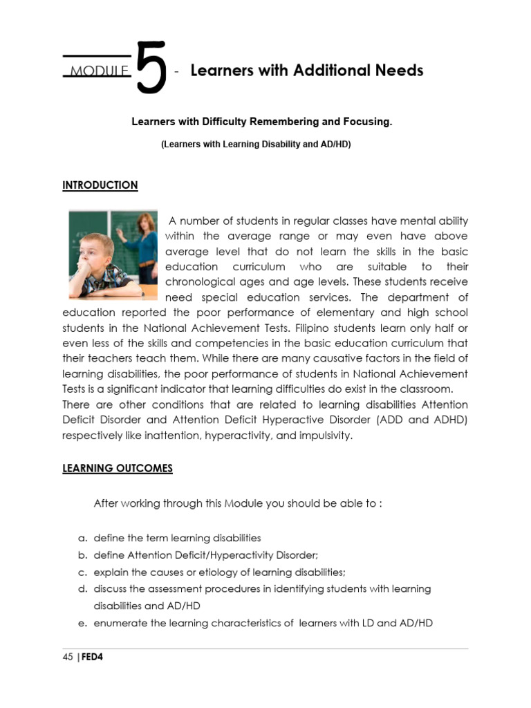 MODULE 5 Final LD | PDF | Attention Deficit Hyperactivity Disorder ...