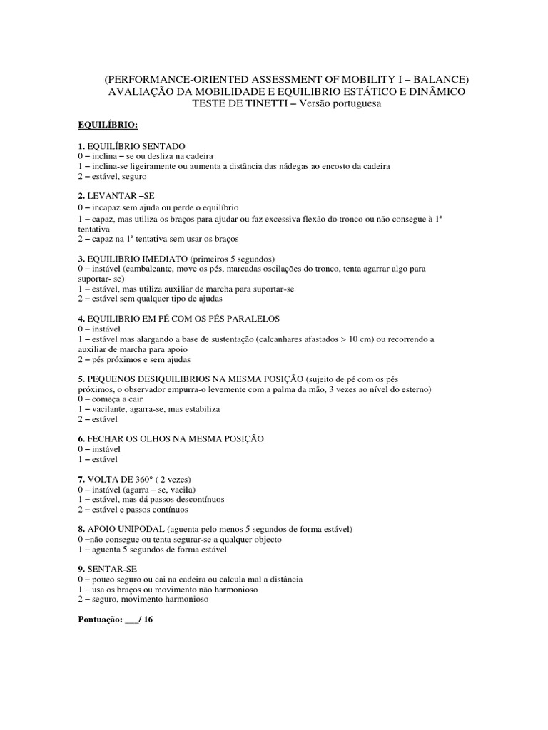 Escala de Tinetti | PDF