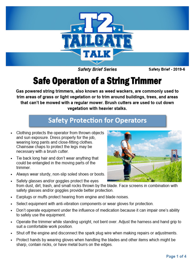 Safe Operations of A String Trimmer | PDF