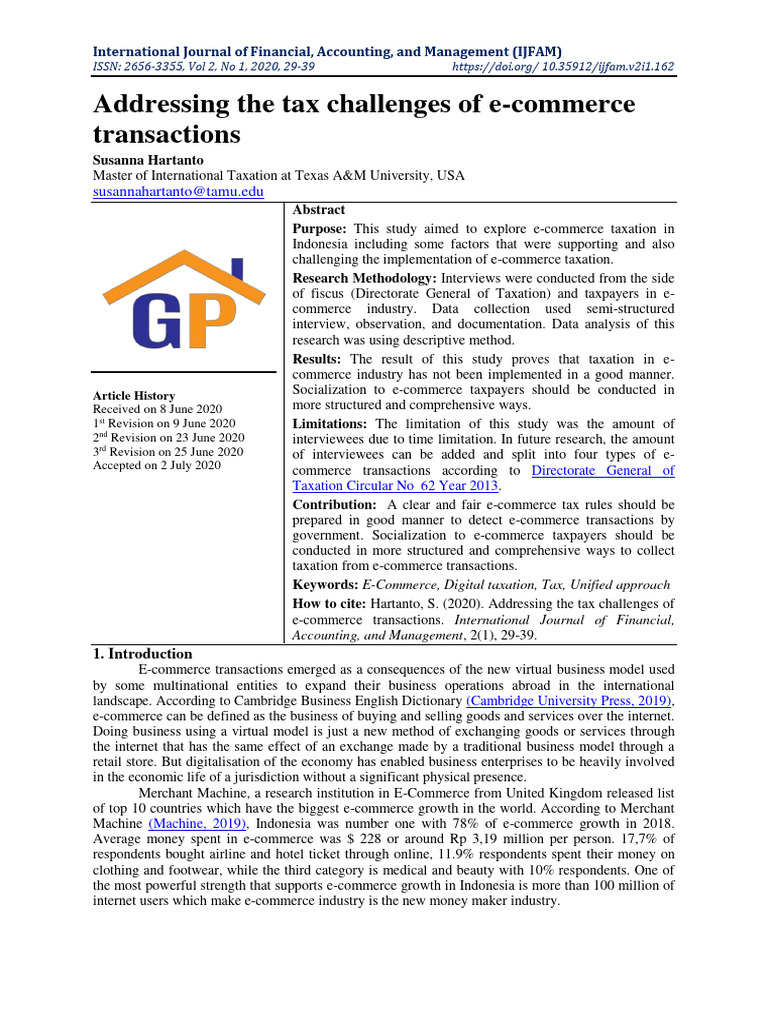 Addressing The Tax Challenge of E-Commerce Transactions | PDF | Taxes | E Commerce
