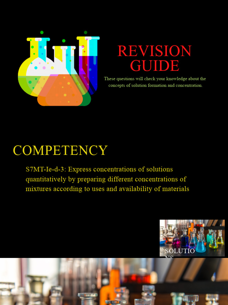 Chemistry Revision Guide | PDF | Concentration | Solubility