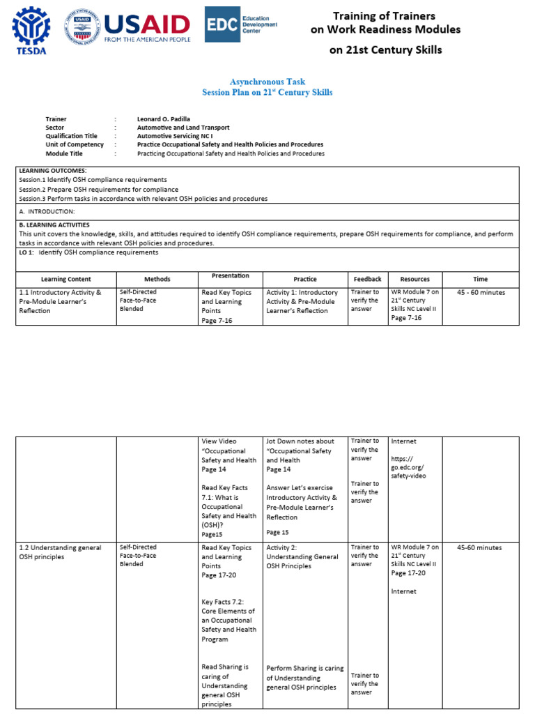 Task - 21st - Session - Plan Automotive Servicing nc1 | Download Free ...