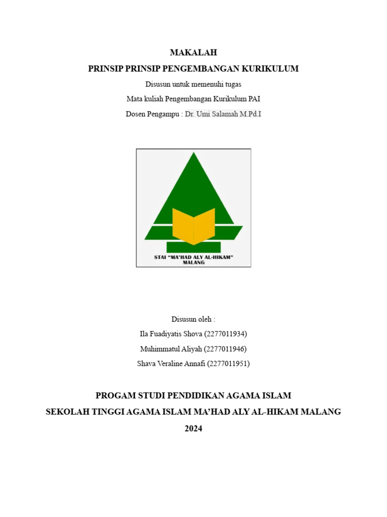 Kel 3 Pengembangan Kurikulum PAI | PDF | Karier & Perkembangan