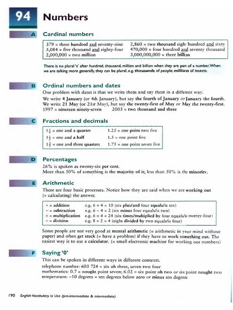 Numbers - Voc in Use | PDF