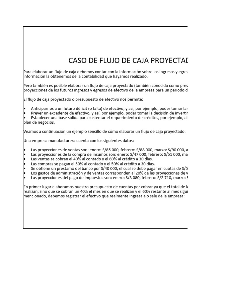 Caso de Flujo de Caja Proyectado | PDF | Presupuesto | Flujo de efectivo
