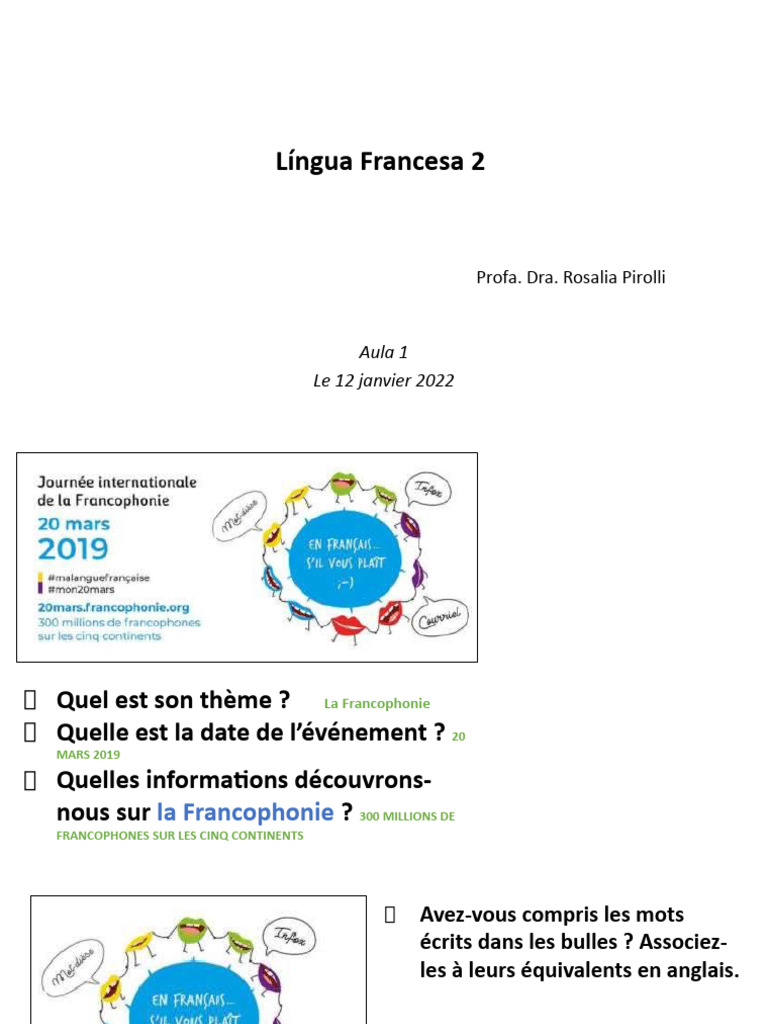 Francophonie, Nationalités, Articles Définis Pronto | PDF | la ...