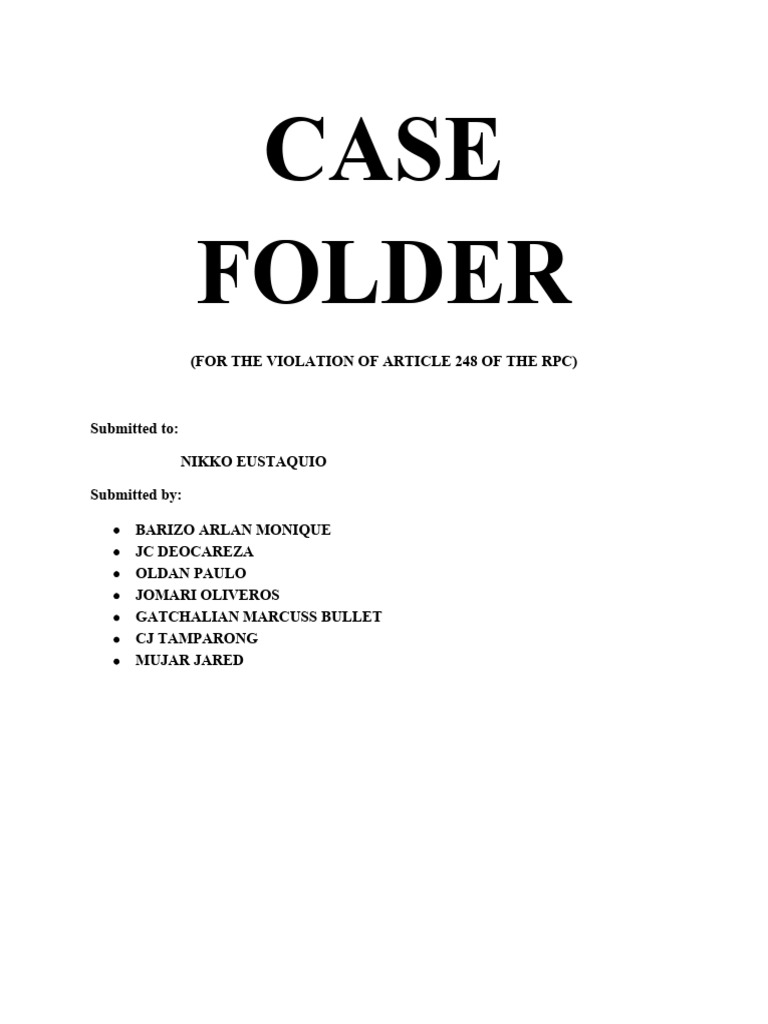 Case Folder Murder | Download Free PDF | Affidavit | Prosecutor