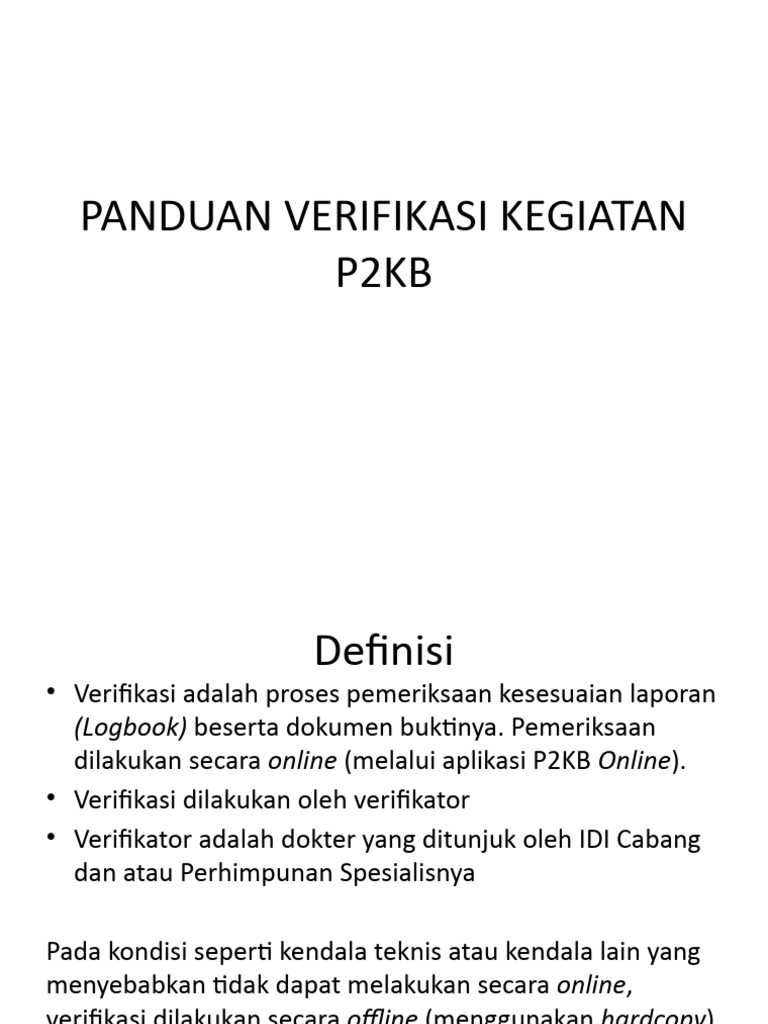 Panduan Verifikasi Kegiatan P2KB | PDF