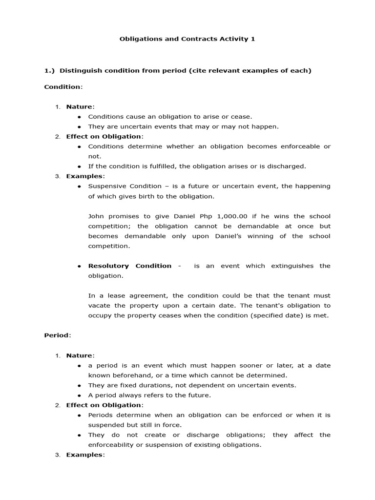 Obligations and Contract | PDF | Debtor | Debt