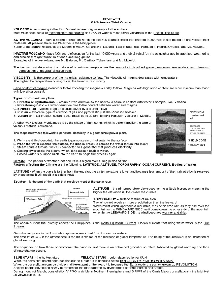 Reviewer 3rd Quarter 2023 2024 | PDF | Types Of Volcanic Eruptions ...