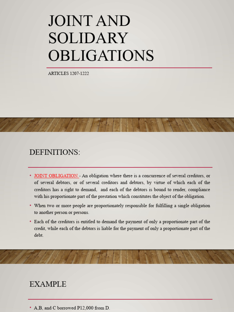 Joint and Solidary Obligations | PDF | Debtor | Civil Law (Legal System)
