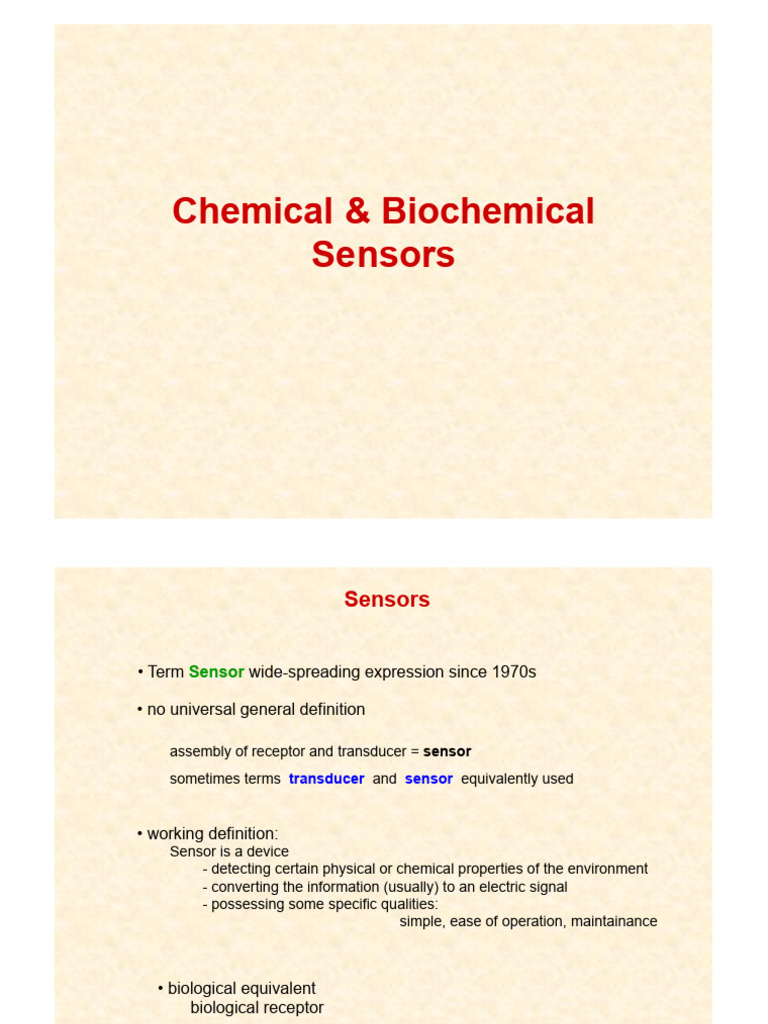 Lect-15a ChemBiochem Sensors Basis | Download Free PDF | Biosensor | Sensor